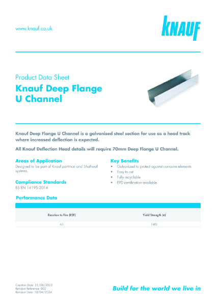 Knauf DF U Channel Data Sheet | Knauf UK | NBS Source