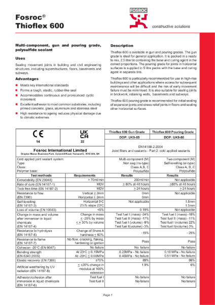 Thioflex 600 Technical Datasheet | NBS Source