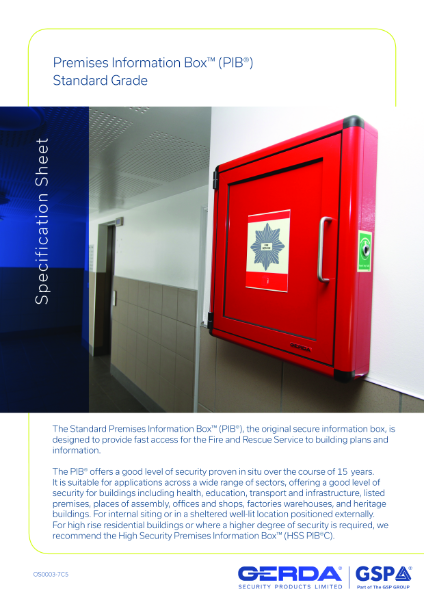 Premises Information Box Standard – Product Data Sheet | Gerda Security ...