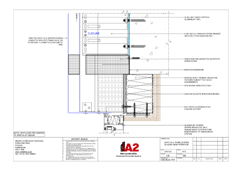 Unity A2 IL-07 Technical Drawing | Metalline Architectural Fabrications | NBS Source