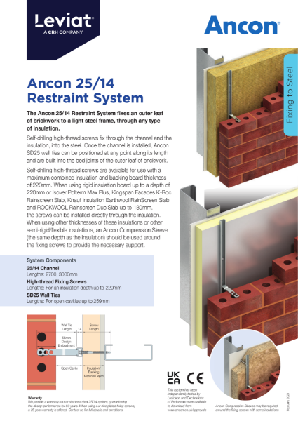 Ancon 25/14 Channel & SD25 Tie - 2D Detail | Leviat | NBS Source