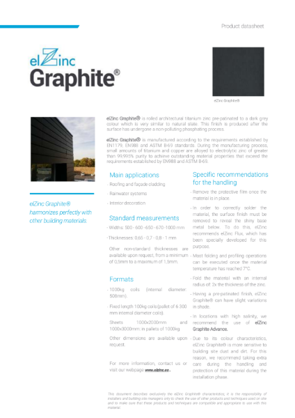 elZinc Graphite Zinc Datasheet | AccuRoof | NBS Source