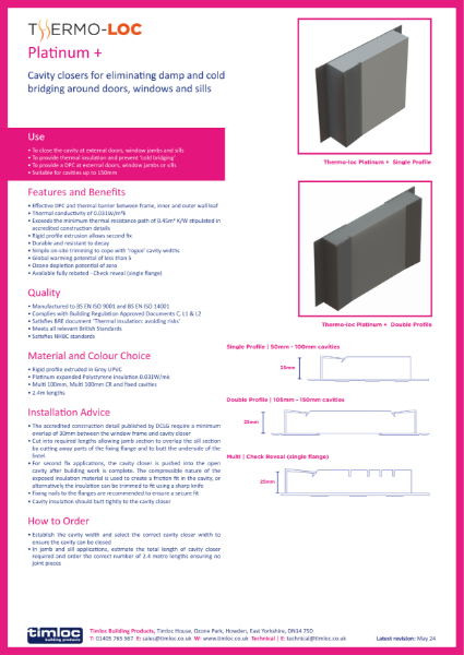 Timloc Building Products Thermo-loc Platinum + Datasheet | NBS Source