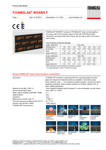 FOAMGLAS® Board F - Cellular Glass Insulation | FOAMGLAS® | NBS BIM Library