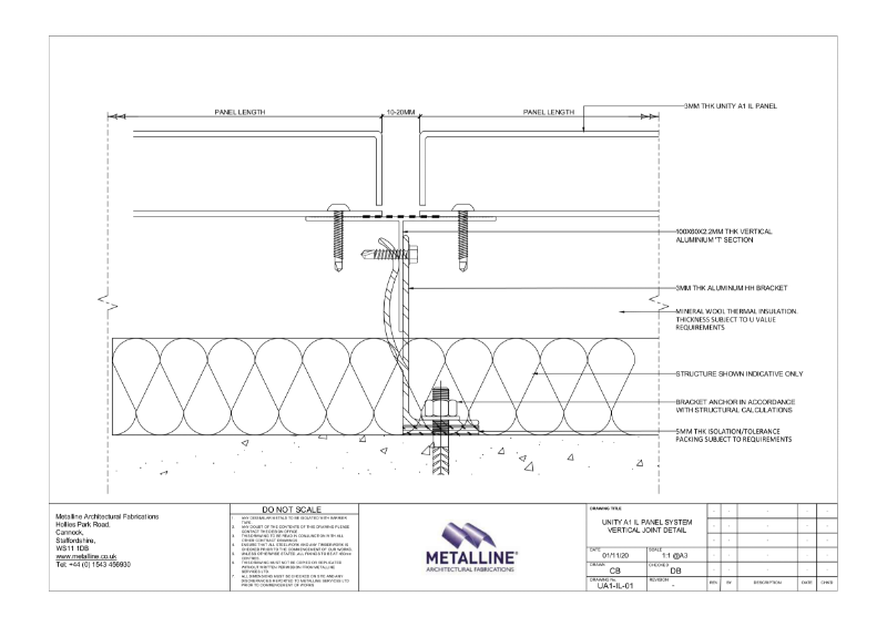 Unity A1 IL-01 Technical Drawing | Metalline Architectural Fabrications ...
