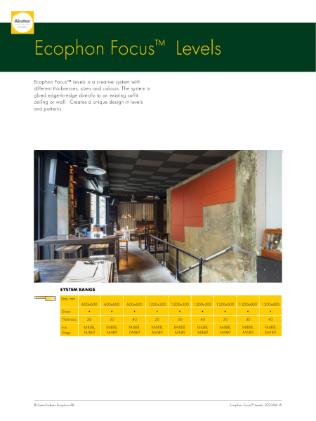Ecophon Focus Levels Data Sheet | NBS Source