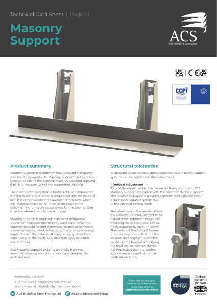 ACS Masonry Support | ACS Stainless Steel Fixings Ltd | NBS BIM Library