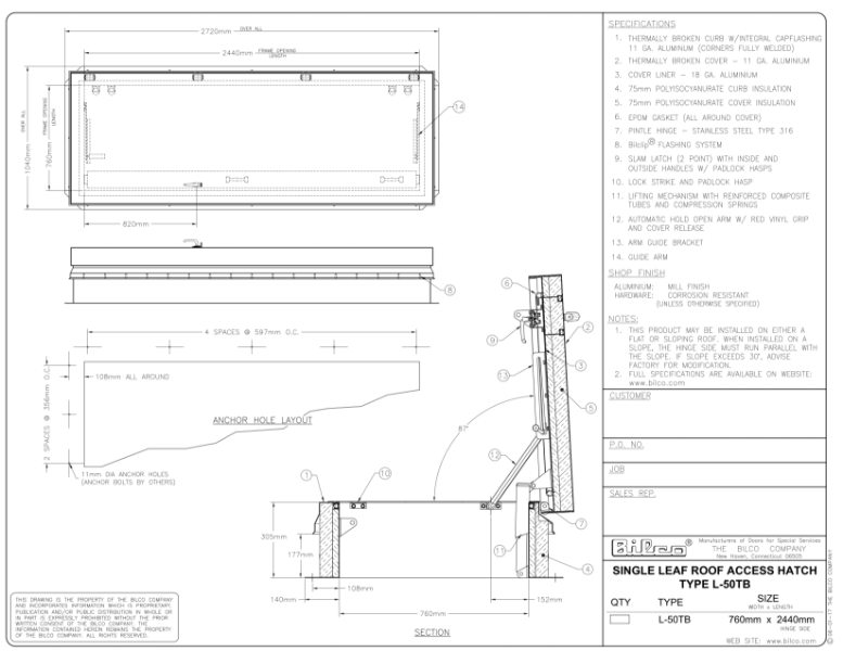 SUBMITTAL DRAWING L-50TB | Bilco UK | NBS Source