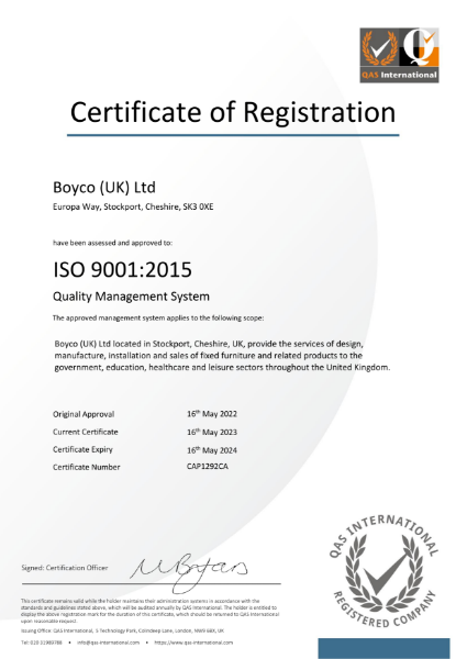 ISO9001 | Boyco (UK) Ltd | NBS Source