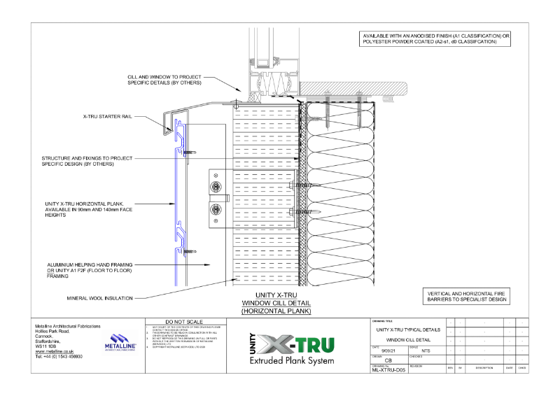 XTRU-D05 WINDOW CILL DETAIL Technical Drawing | Metalline Architectural ...