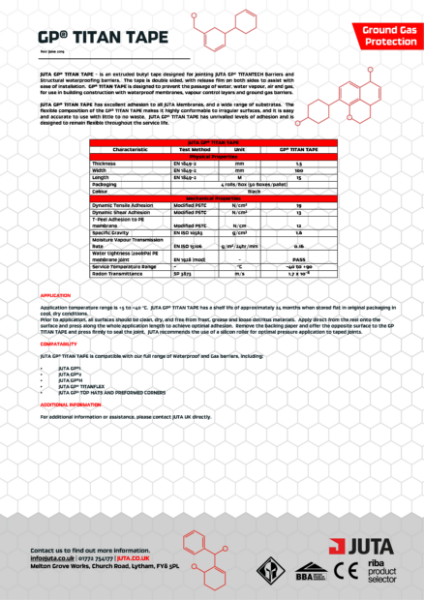 JUTA GP® Titan Tape | Juta UK Ltd | NBS Source