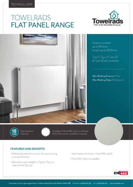 Towelrads Flat Panel Compact Radiator Data File | NBS Source