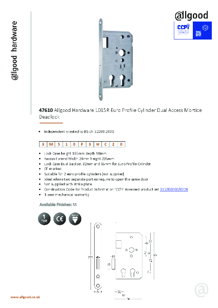 47610-Datasheet Iss07 | Allgood Ltd | NBS Source