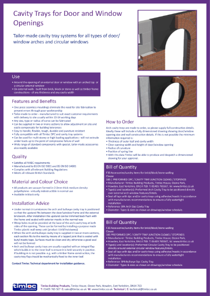 Door & Window Openings Cavity Trays | NBS Source