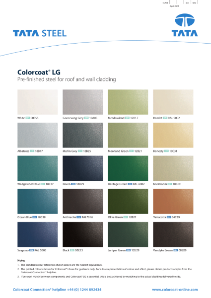 Colorcoat® LG colour card | NBS Source