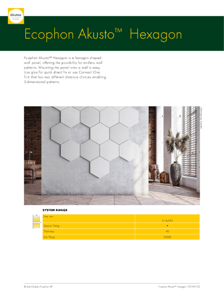 Data Sheet Akusto Hexagon | NBS Source