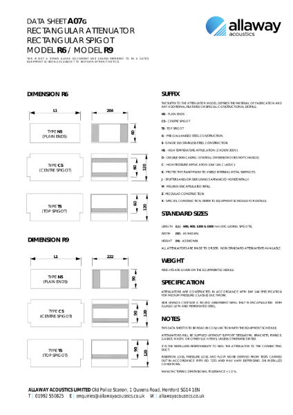 A13G Circular Attenuator | Allaway Acoustics Ltd | NBS Source
