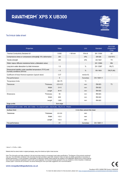 Ravatherm XPS X UB300 Technical Data Sheet | Ravago Building Solutions ...