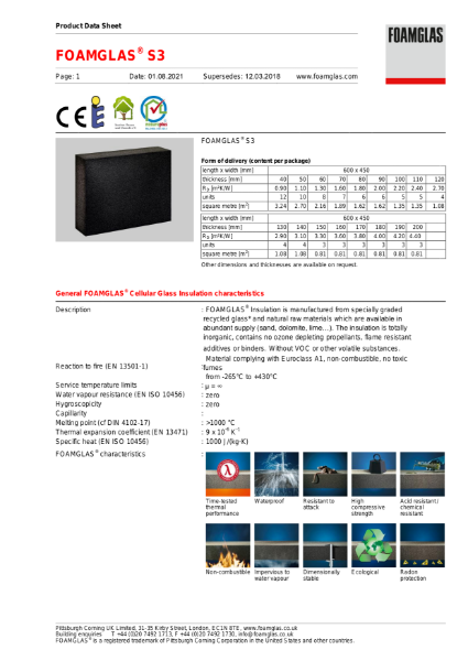 FOAMGLAS® TAPERED S3 (Slab) - Cellular Glass Insulation | FOAMGLAS® | NBS BIM Library