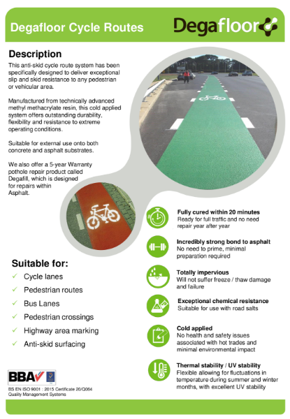 Degafloor Cycle Routes System - Resin Flooring | Degafloor Ltd | NBS Source