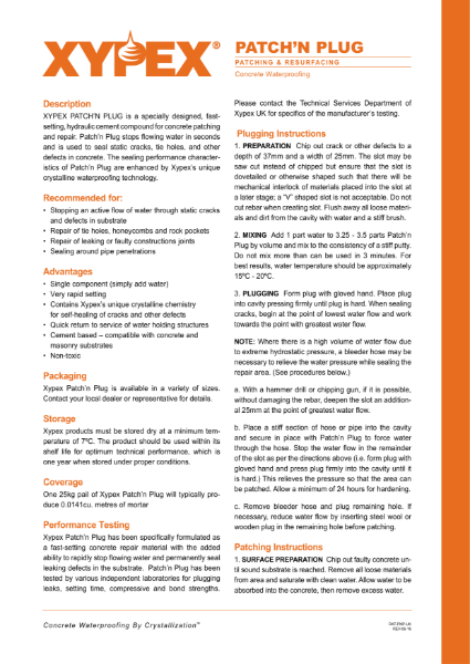 Xypex Patch n Plug | NBS Source