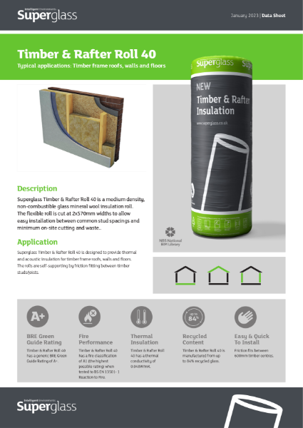 Superglass Timber & Rafter Roll 40 - Datasheet | NBS Source