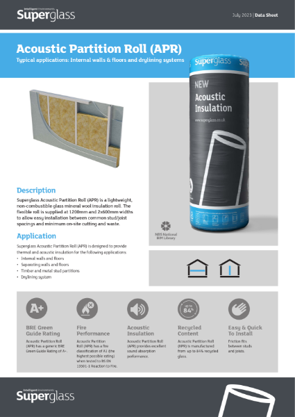 Superglass Acoustic Partition Roll (APR) - Datasheet | NBS Source