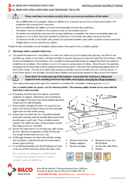 BL-ZBOX INSTALLATION INSTRUCTIONS | Bilco UK | NBS Source