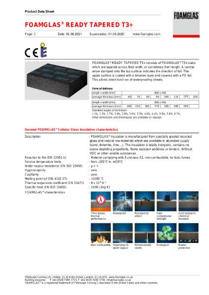 FOAMGLAS® READY (Block) TAPERED T3+ - Cellular Glass Insulation | FOAMGLAS® | NBS Source