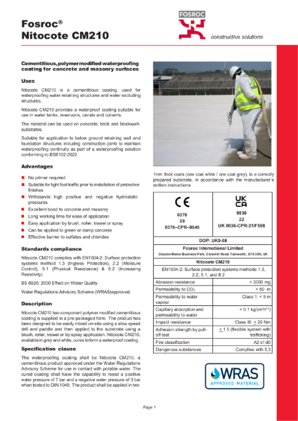 Nitocote CM210 | Fosroc International Limited | NBS Source