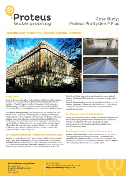 Proteus Waterproofing | Overview | NBS Source