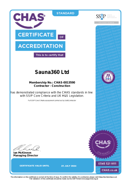 CHAS Accreditation | Sauna360 Ltd | NBS Source