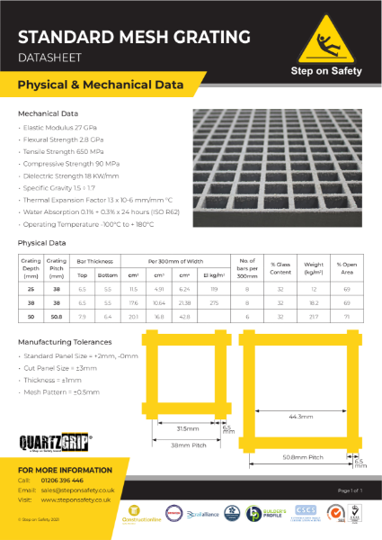 Standard Mesh - Physical & Mechanical Data | Step On Safety Ltd | NBS ...