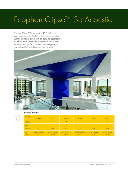 Data Sheet - Clipso So Acoustic | Saint-Gobain Ecophon | NBS Source