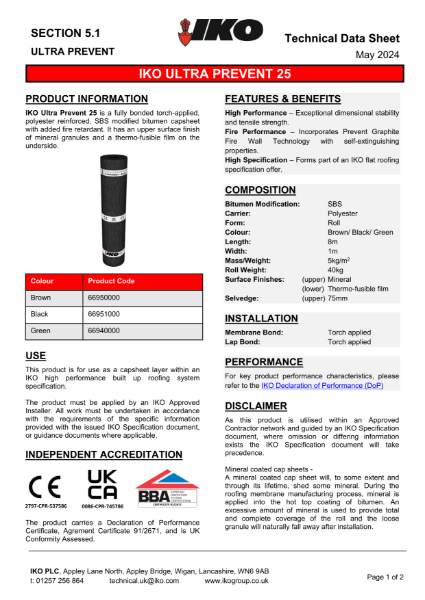 Technical Data Sheet (TDS) - IKO ULTRA Prevent 25 Capsheet | NBS Source