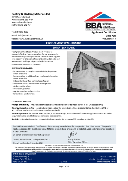 Supertech BBA | RCM - Roofing and Cladding Materials Ltd | NBS Source
