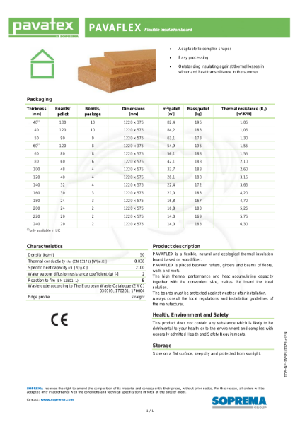 Pavaflex - Flexible insulation board | Soprema UK | NBS Source