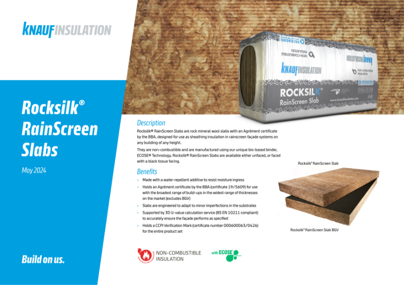 Knauf Insulation Rocksilk® RainScreen Slab - Product Datasheet | NBS Source