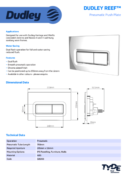Reef Dualflush Push Plate - Chrome | NBS Source