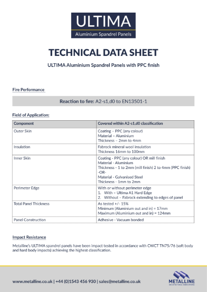 ULTIMA Aluminium Spandrel Panels with PPC finish Datasheet | NBS Source