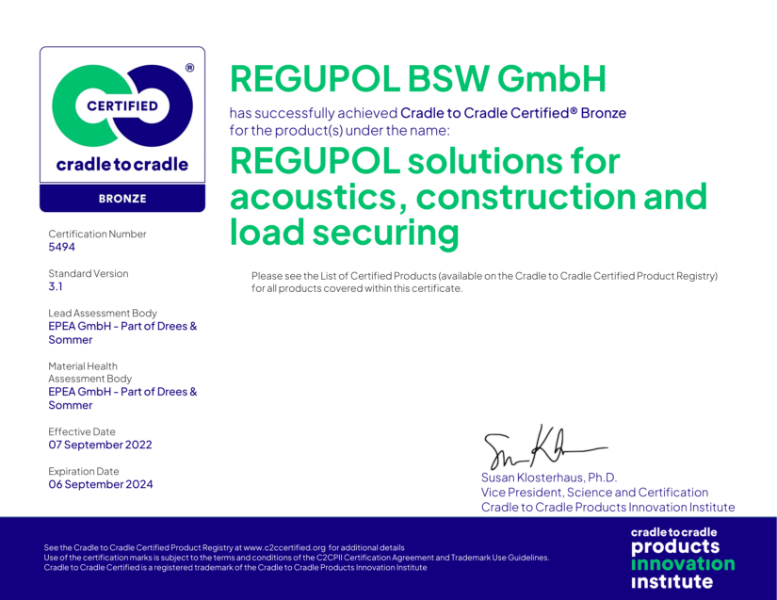 Cradle to Cradle Certified® Bronze | Rubbertech Ltd | NBS Source