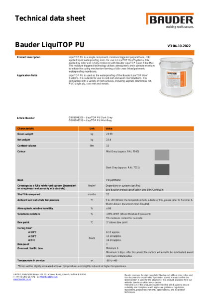 Bauder LiquiTOP PU | Bauder Ltd | NBS Source