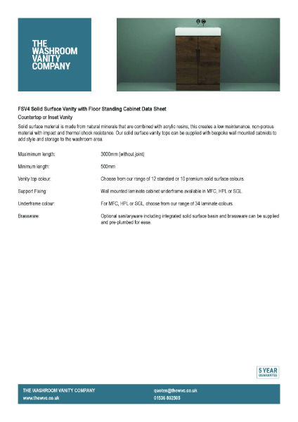 Solid Surface Inset / Countertop Vanity with Floor Standing Cabinet - FSV4 | The Washroom Vanity ...