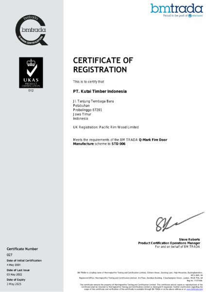 Flamebreak Trada Certificate-17082022 | Falcon Timber Ltd | NBS Source