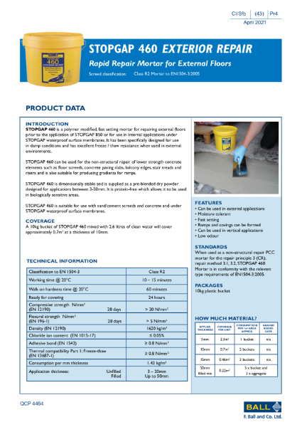Stopgap 460 Exterior Repair TDS | NBS Source