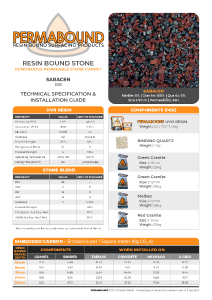 Resin Bound Stone — Saracen TDS | PERMABOUND | NBS Source