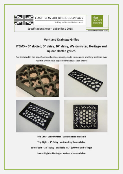 Cast Iron Vent and Drainage Grilles | Cast Iron Air Brick Company | NBS ...