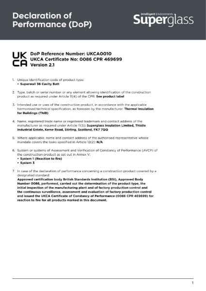 Declaration of Performance (DoP) - Superwall 36 Cavity Batt - UKCA ...