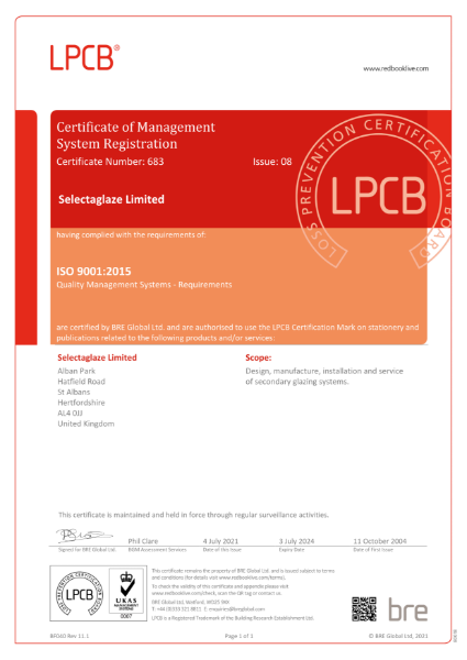 LPCB ISO 9001 | Selectaglaze Ltd | NBS Source