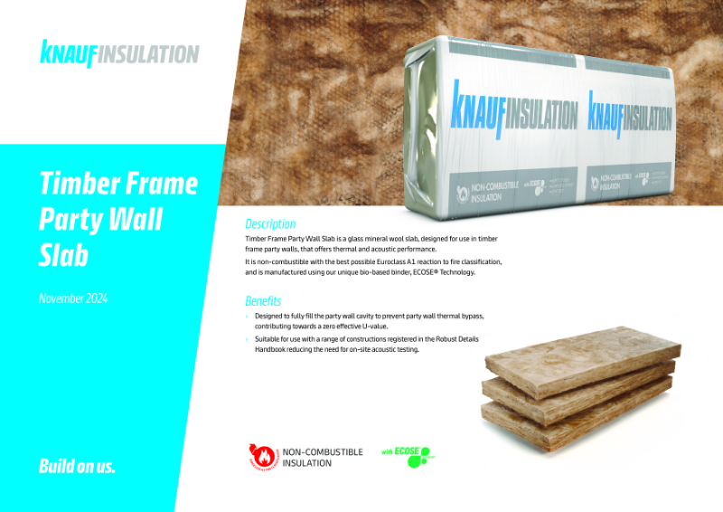 Knauf Insulation Timber Frame Party Wall Slab - Product Datasheet | Knauf Insulation Ltd | NBS ...